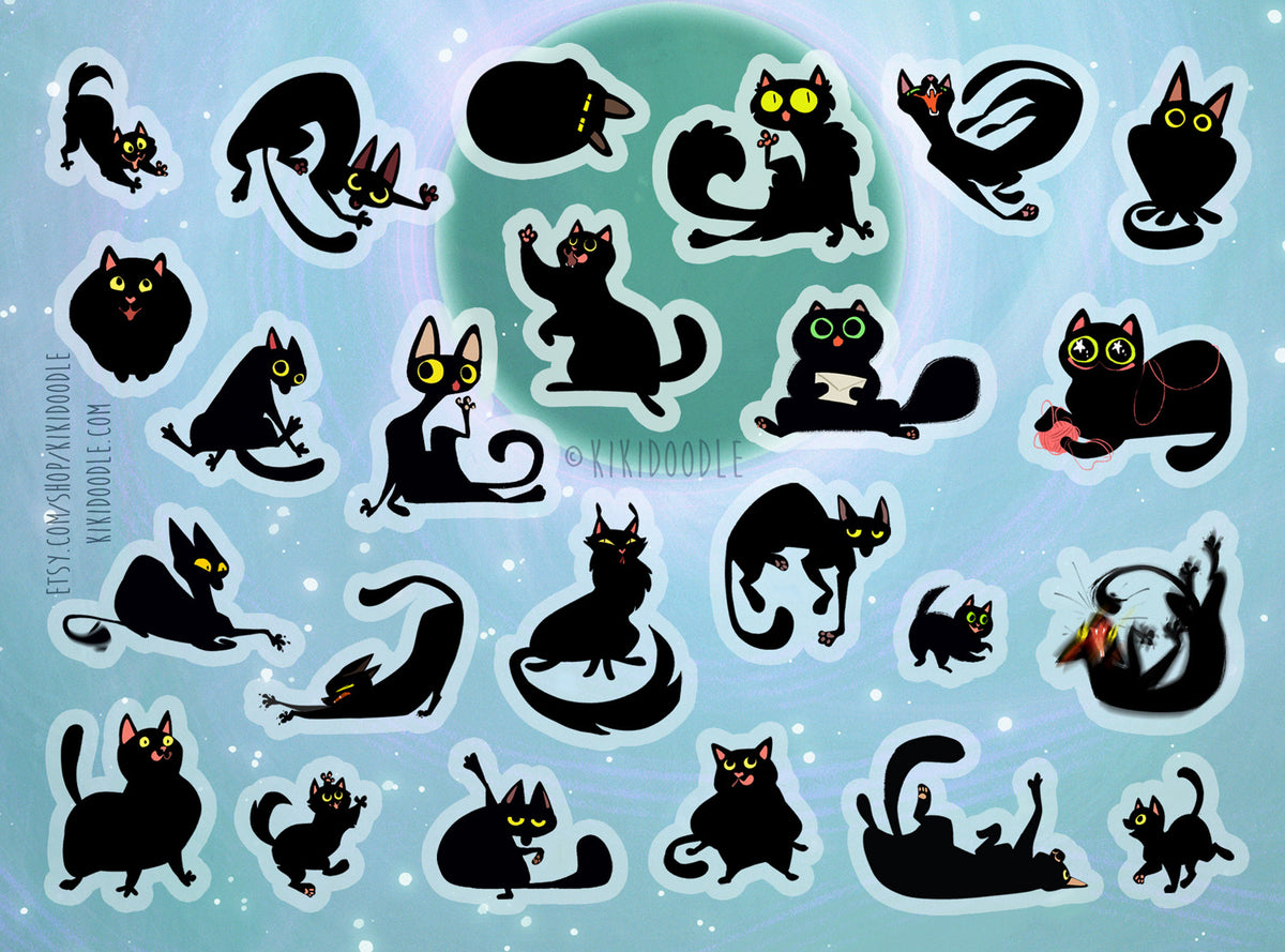 Void Cats Blue - Vinyl Sticker Sheet– KikiDoodle